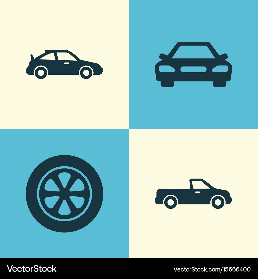 Automobile icons set collection crossover Vector Image