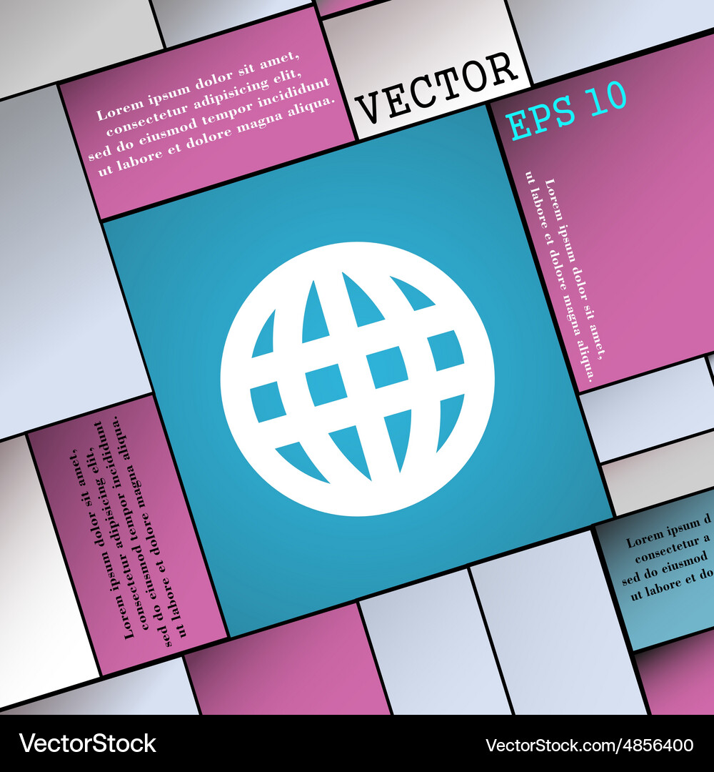 Globe world map geography icon sign modern flat Vector Image