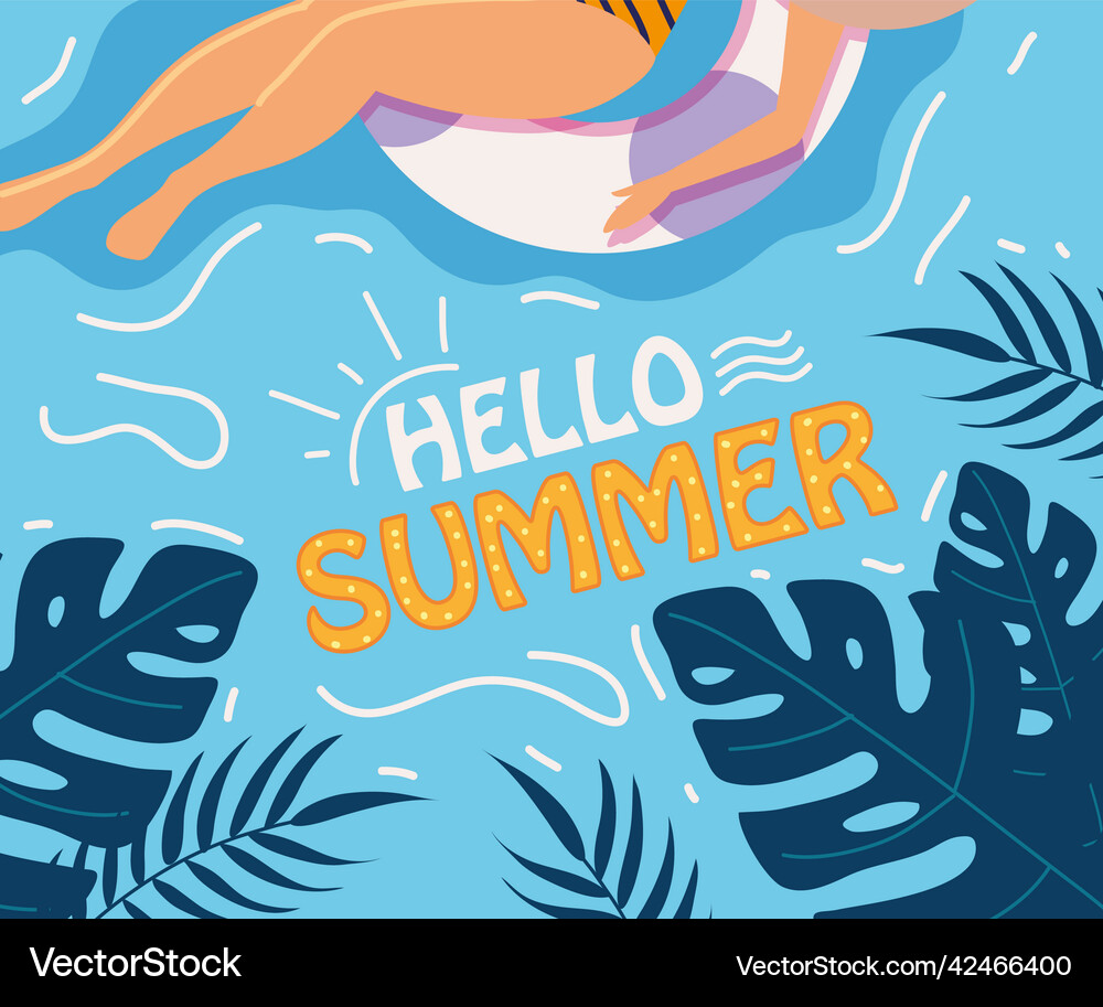 Hello summer woman in pool Royalty Free Vector Image