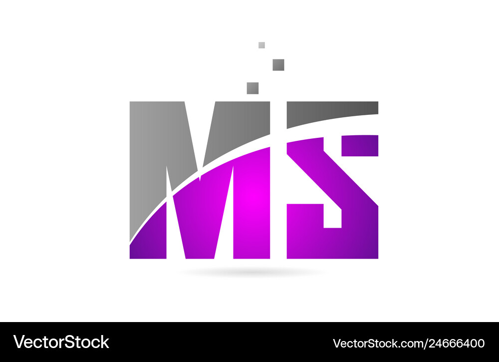 Pink grey alphabet letter combination ms m s Vector Image
