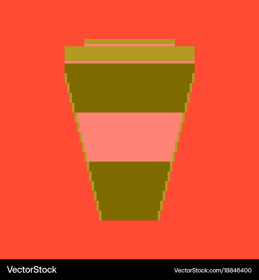 Pixel icon in flat style coffee to go Royalty Free Vector