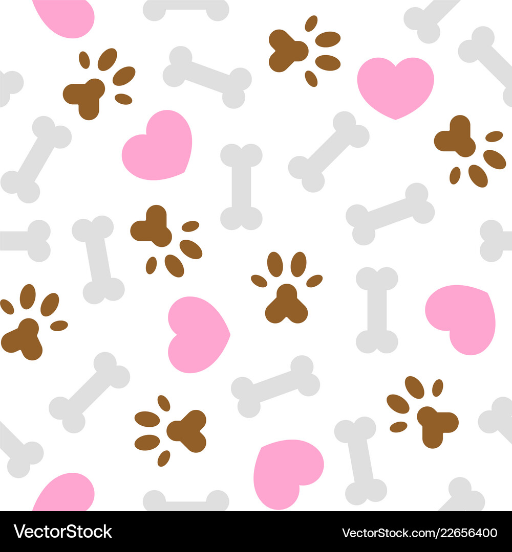 Seamless pattern i love dog theme bone and foot Vector Image