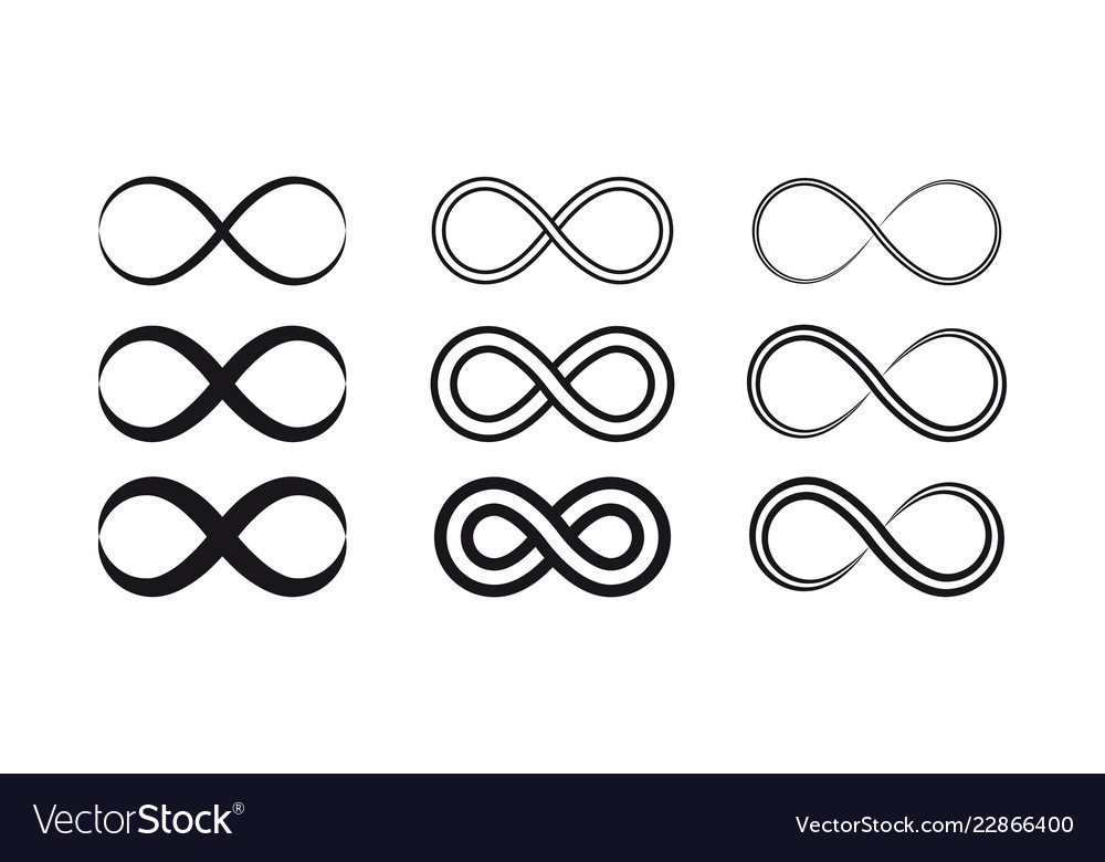 Set infinity symbols and icons silhouettes Vector Image