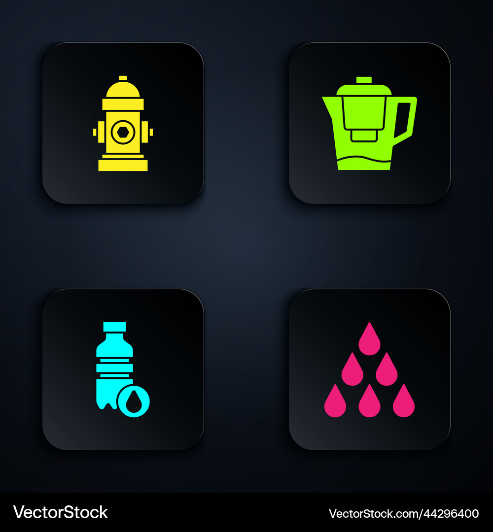 Set water drop fire hydrant bottle of water Vector Image