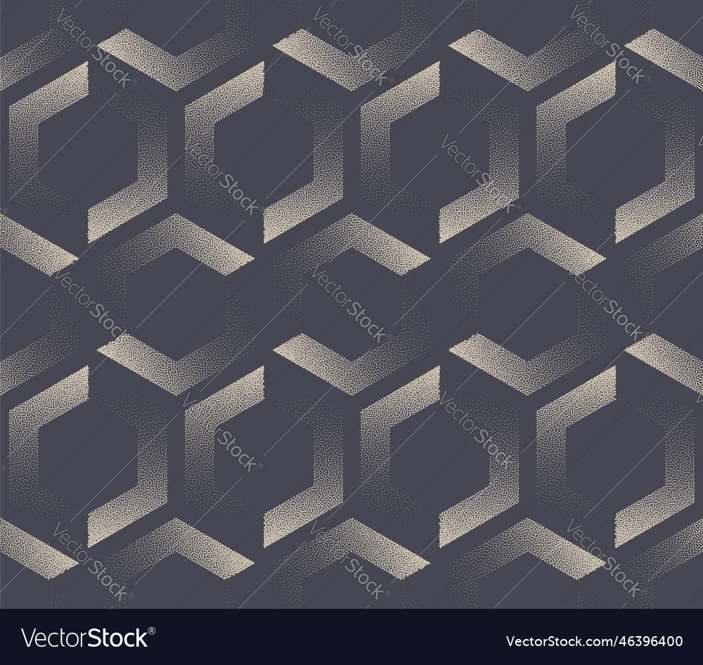 Split hexagons modern seamless pattern dot work Vector Image
