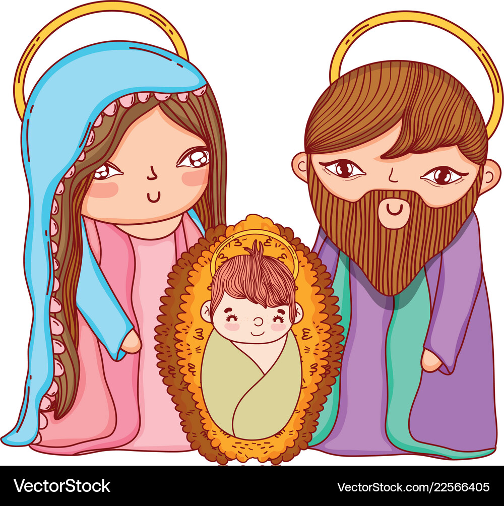 Christmas nativity scene cartoon Royalty Free Vector Image
