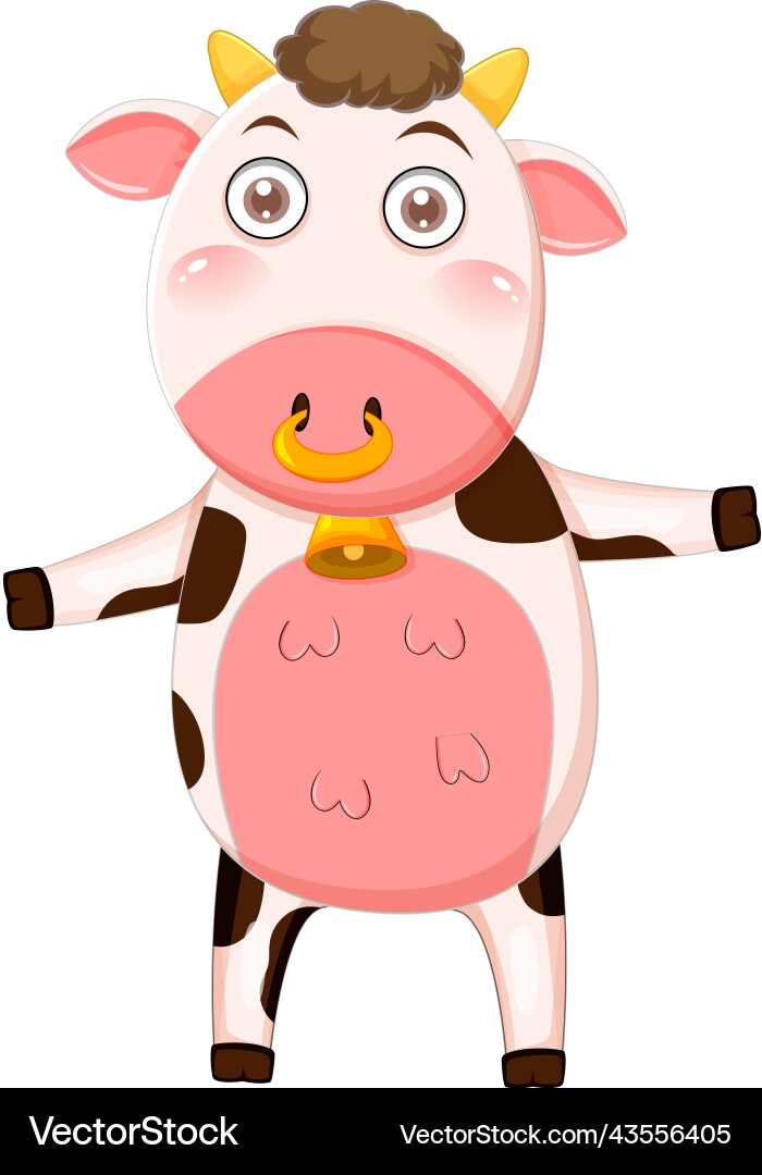 Cute cow cartoon character Royalty Free Vector Image