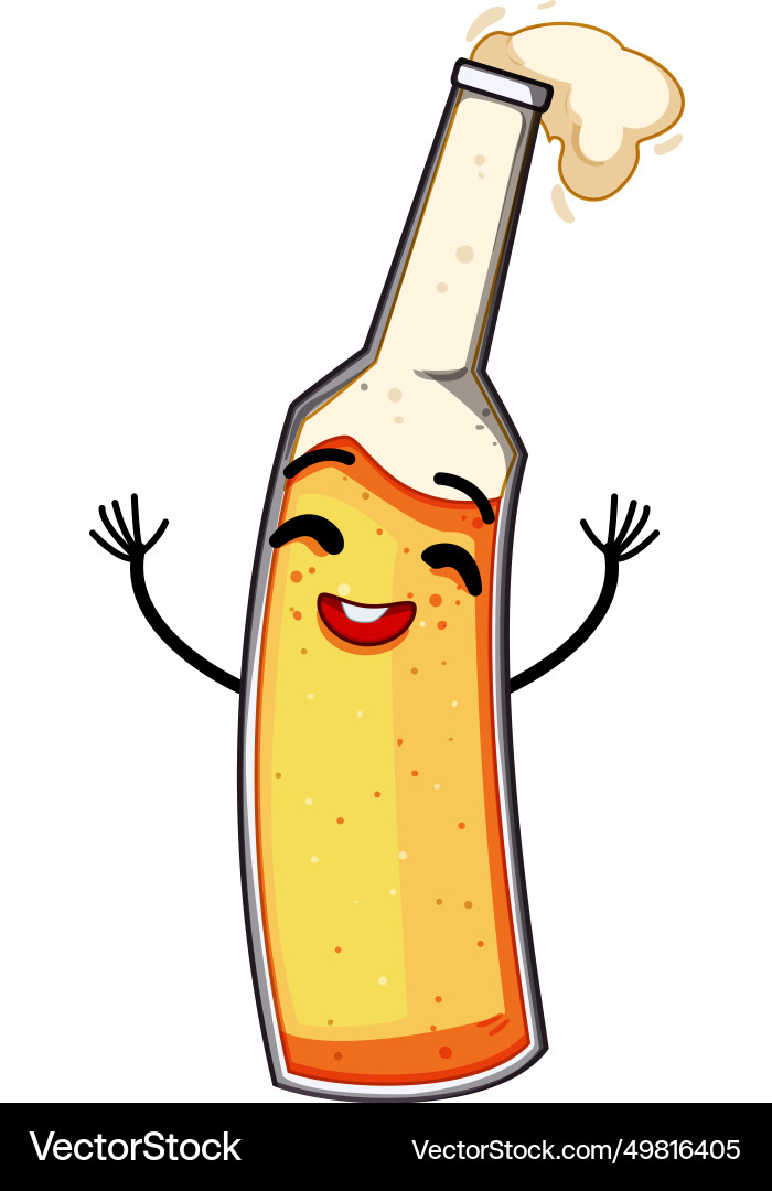 Drink beer bottle character cartoon Royalty Free Vector