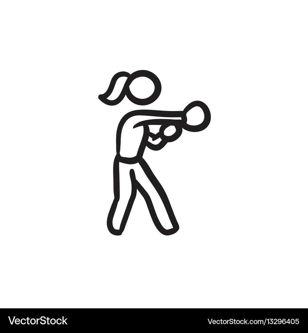Female boxer sketch icon Royalty Free Vector Image