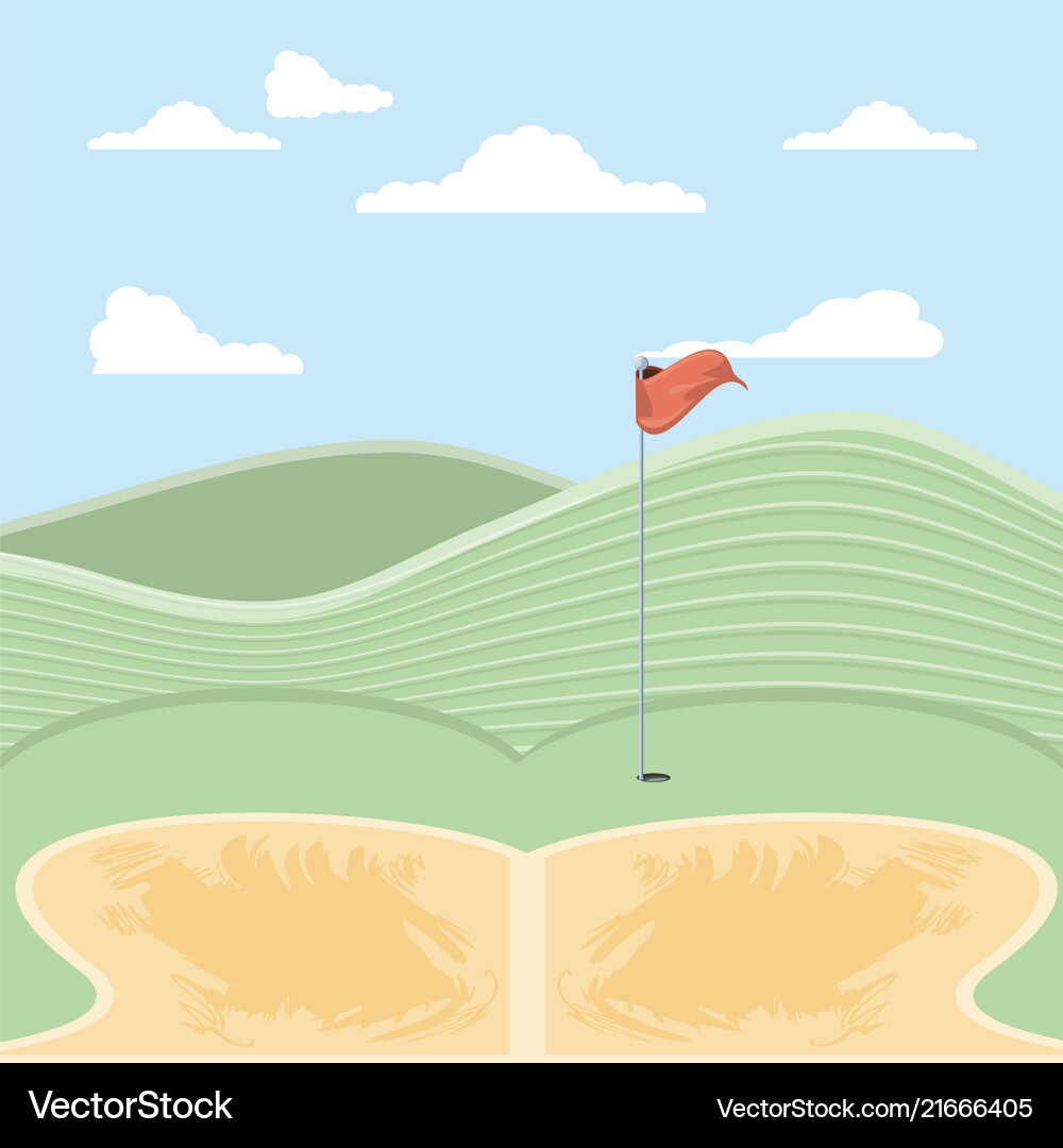 Golf curse with sand trap Royalty Free Vector Image