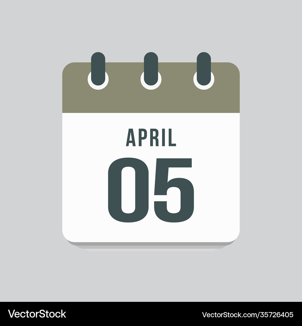 Icon day date 5 april template calendar page Vector Image