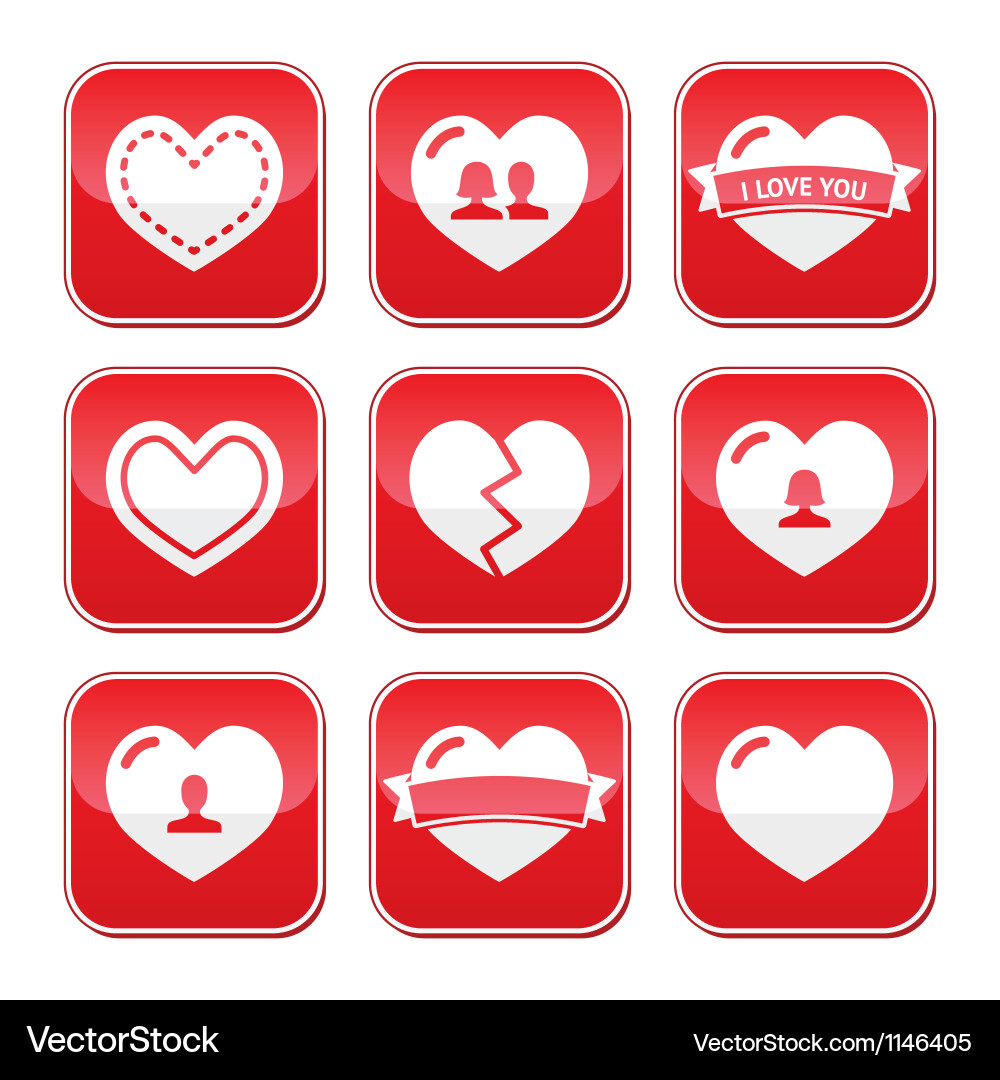 Love hearts buttons set for valentines day Vector Image