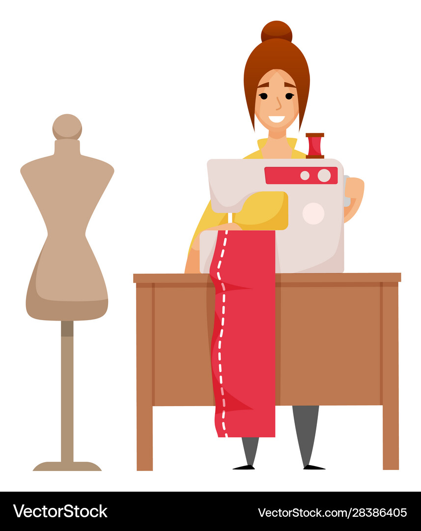 Manufacturing clothes designer and sewing Vector Image