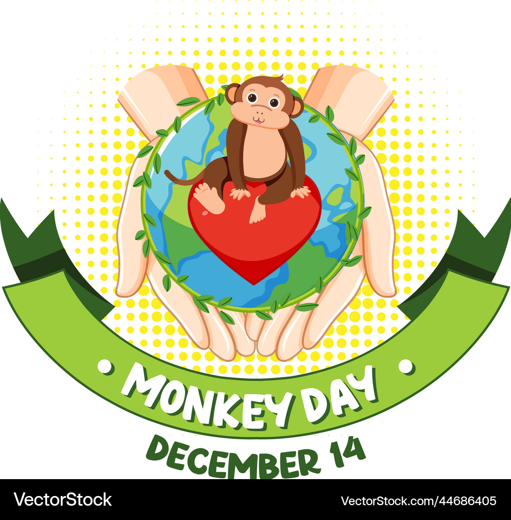Monkey day text for banner or poster design Vector Image