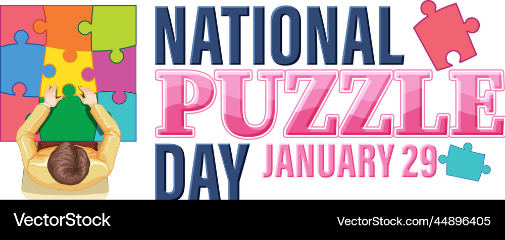 National puzzle day banner design Royalty Free Vector Image