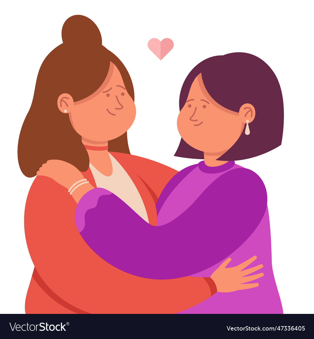 Portrait Of Happy Lesbian Couple On Date Vector Image