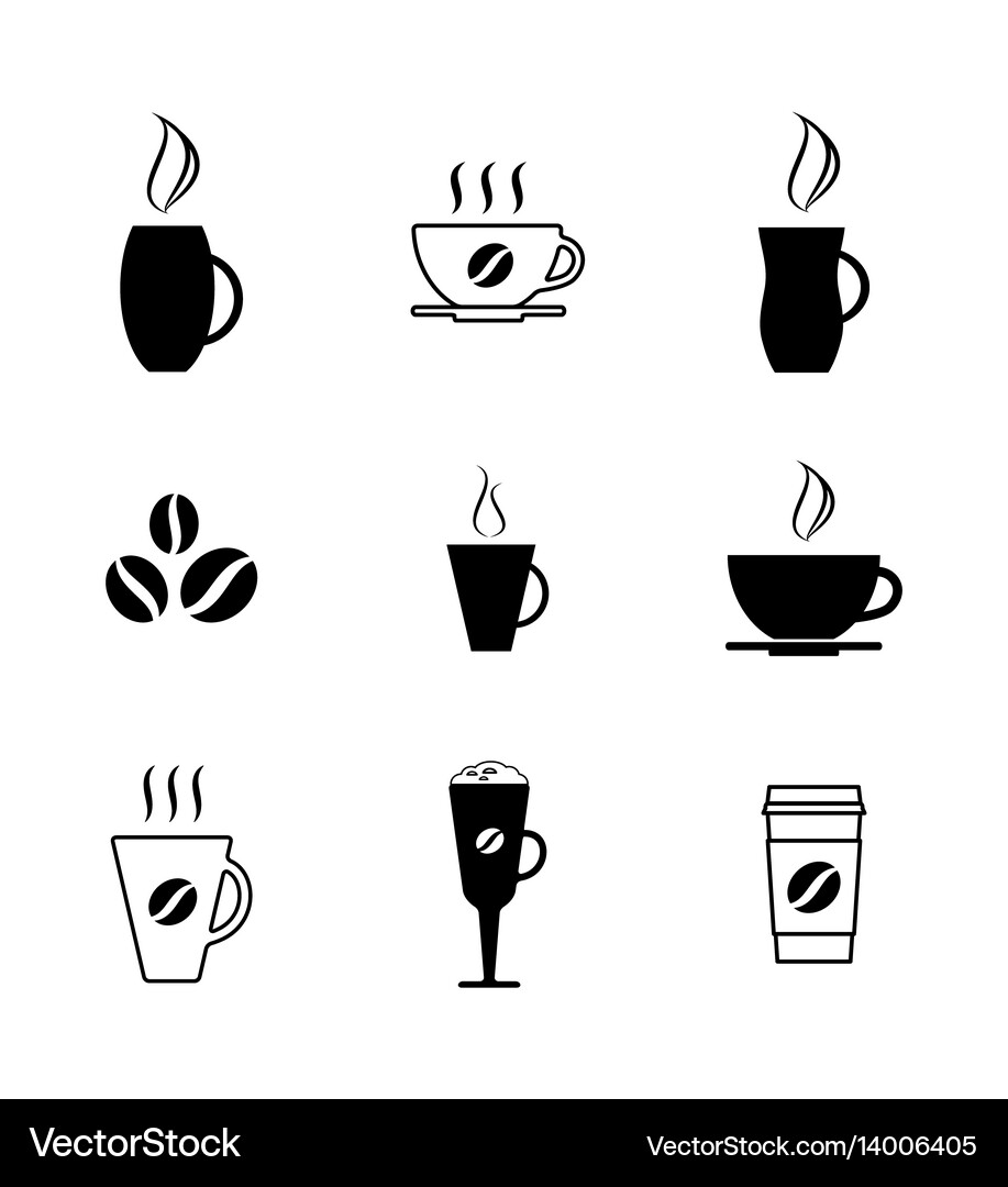 Set of different coffee cup icons Royalty Free Vector Image
