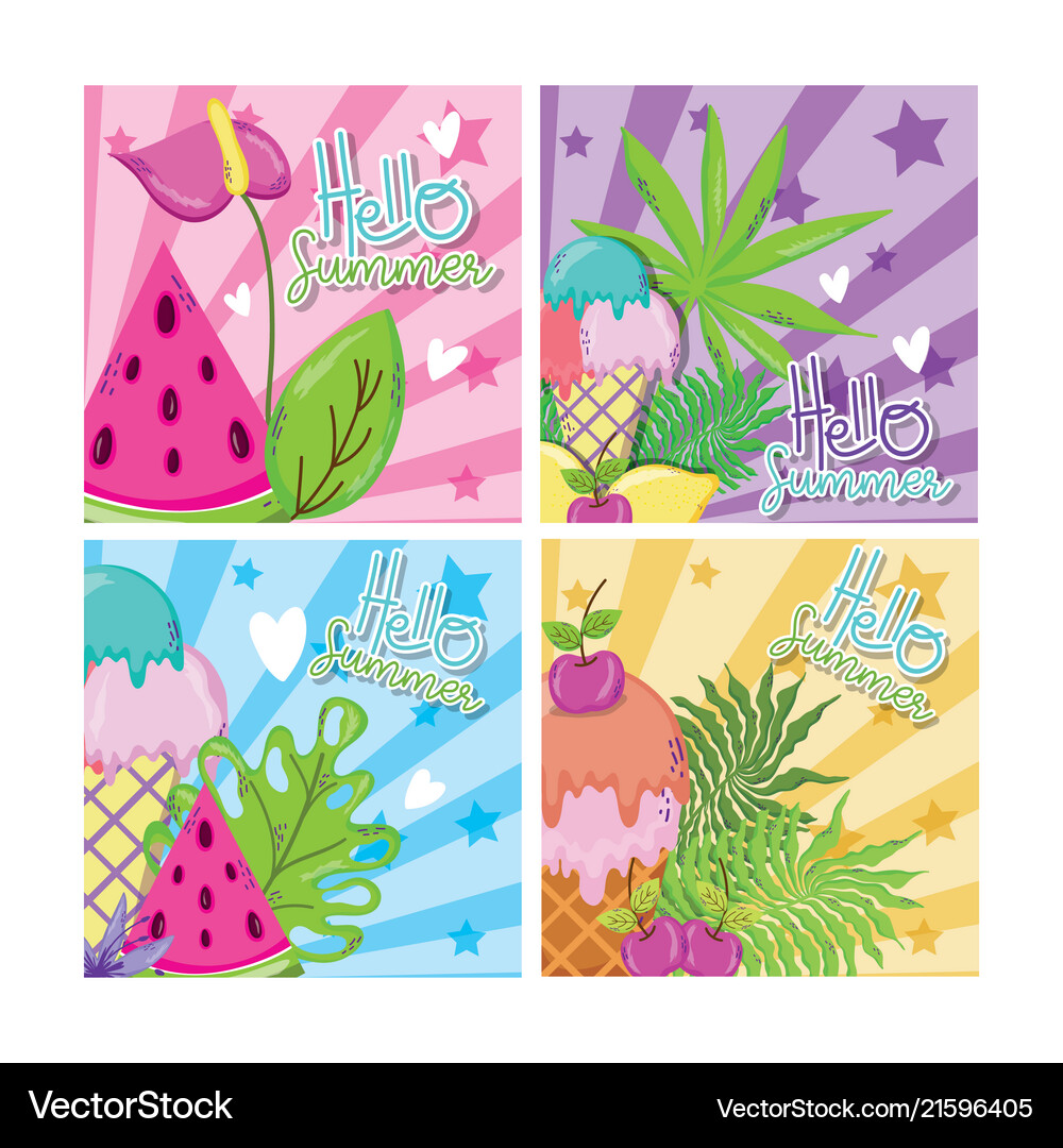 Set of hello summer cards Royalty Free Vector Image
