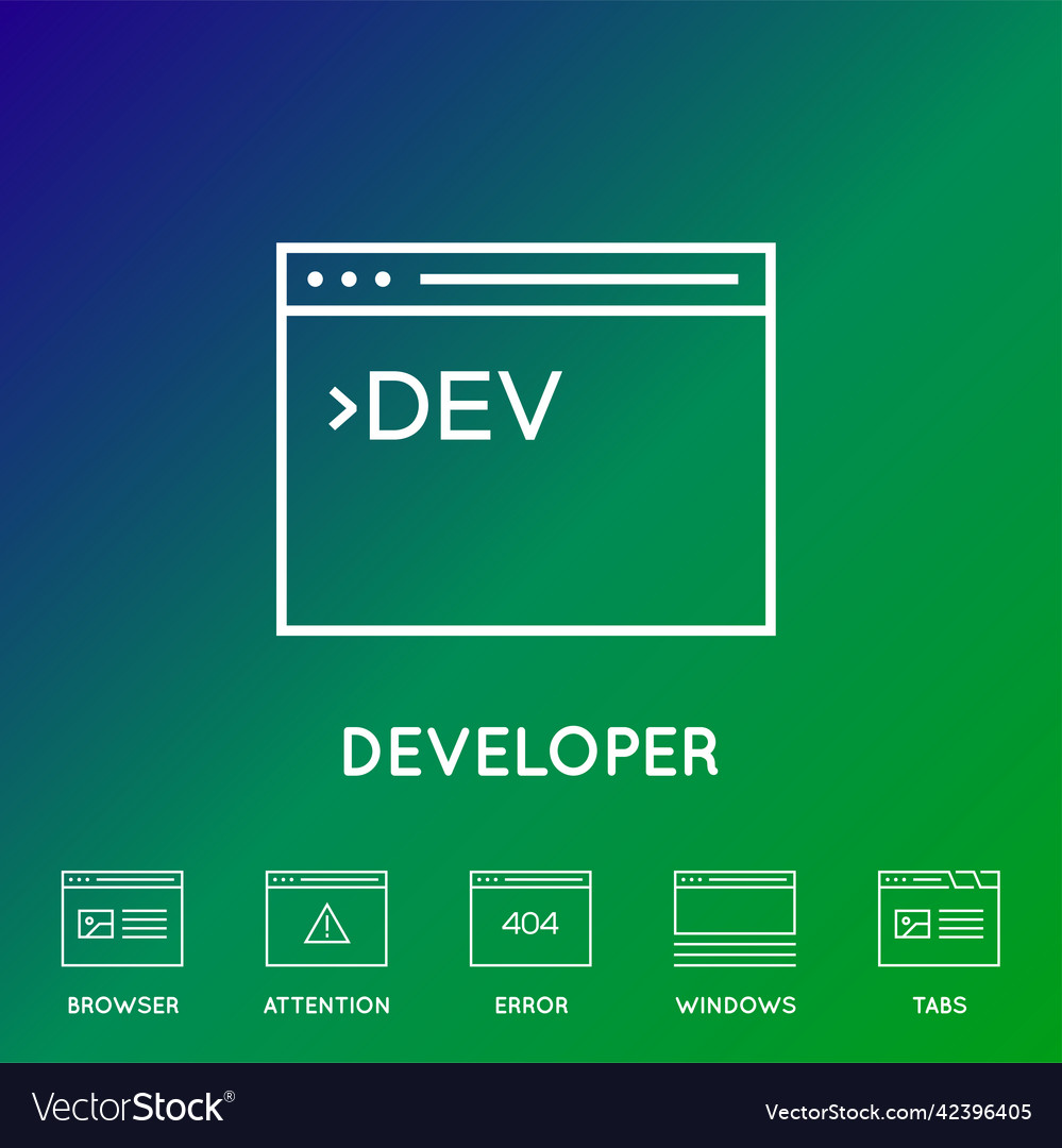 Set of minimal browser developing app and coding Vector Image