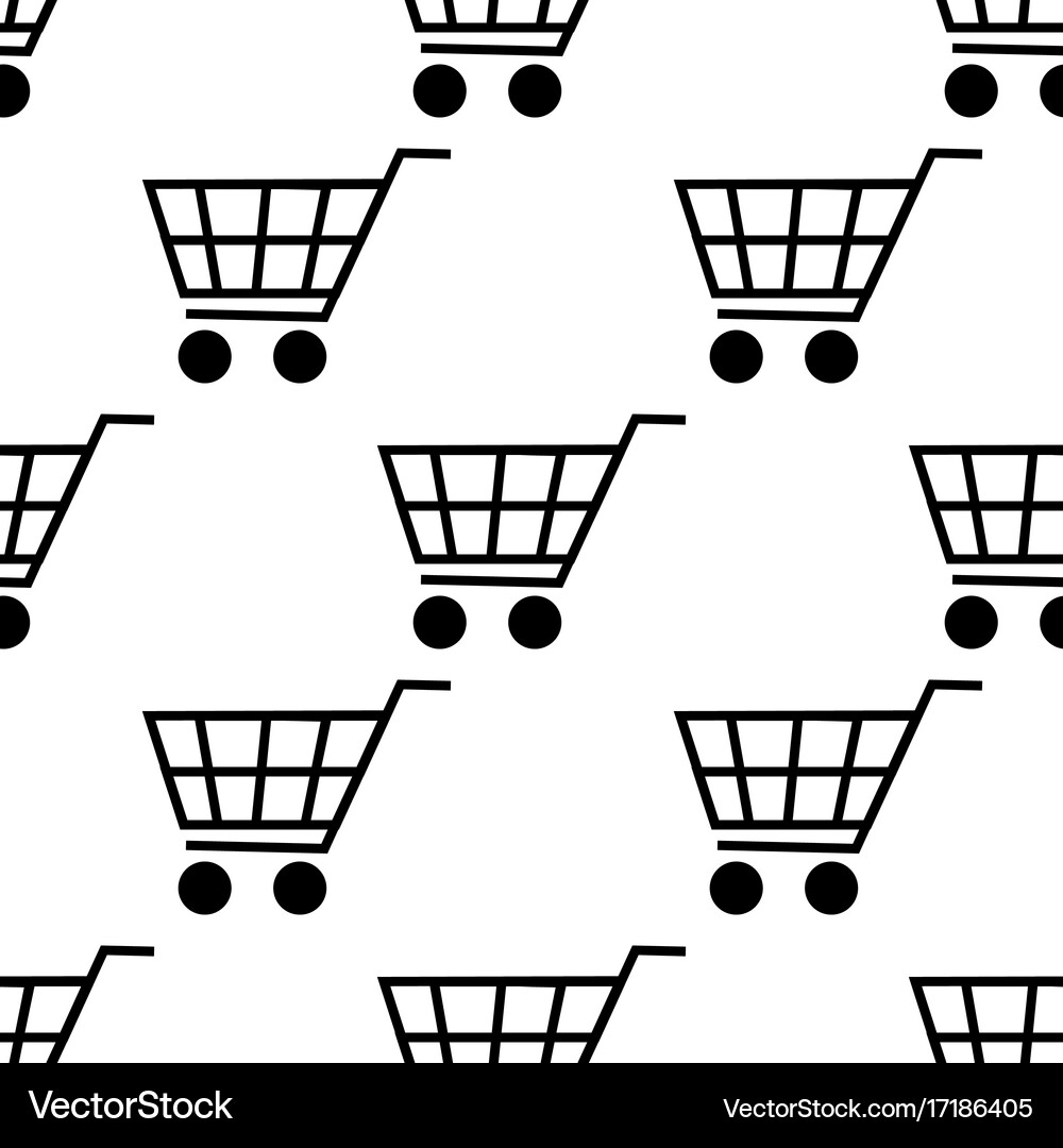 Shopping cart seamless pattern isolated on white Vector Image
