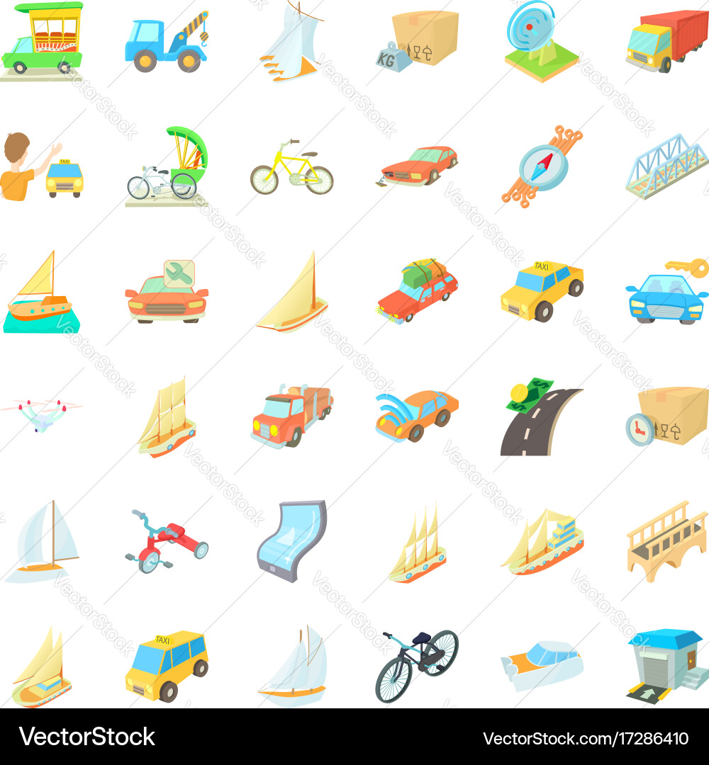 Bicycle icons set cartoon style Royalty Free Vector Image