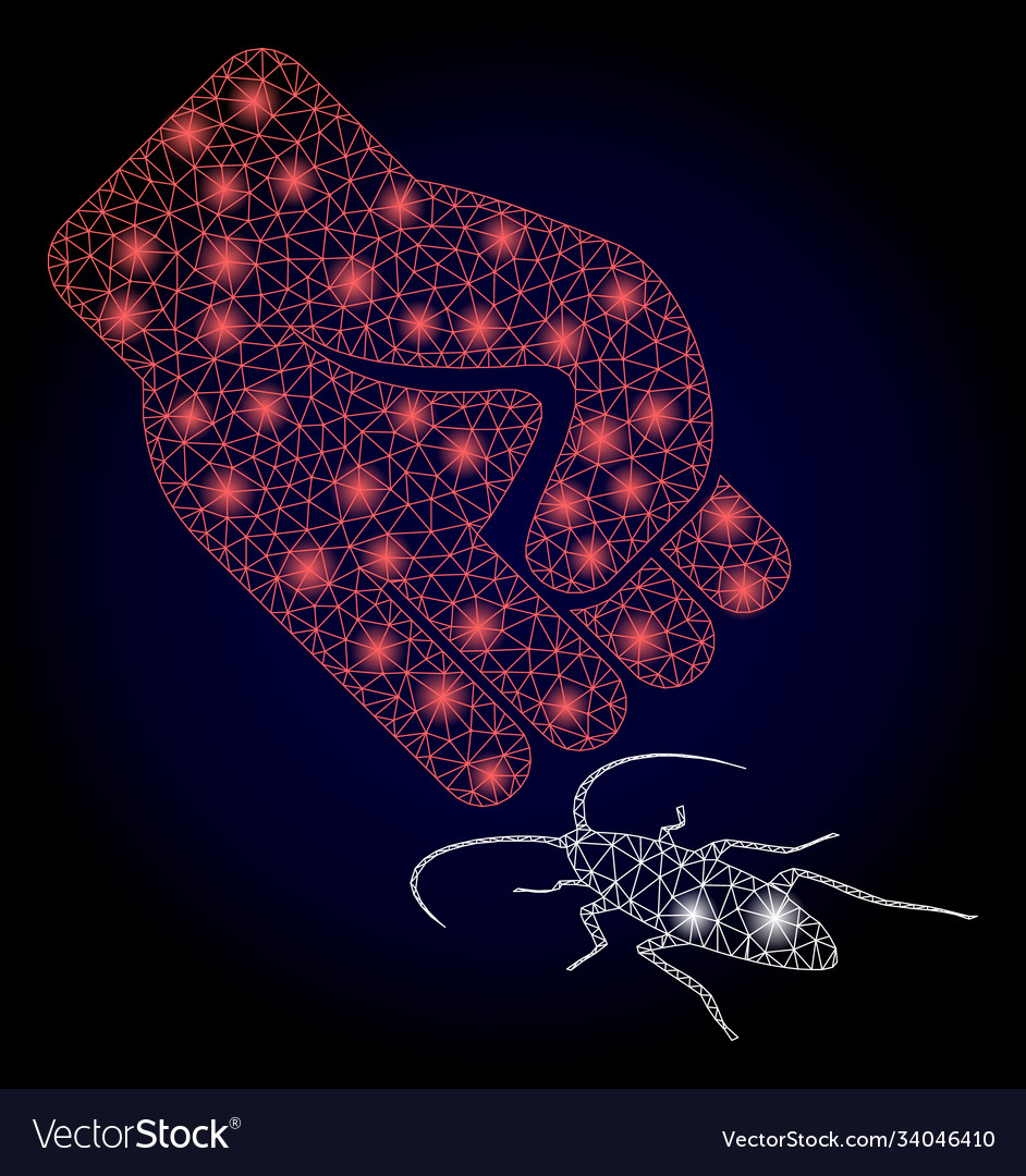 Bright polygonal mesh cockroach punch with light Vector Image Bright polygonal mesh cockroach punch with light Vector Image