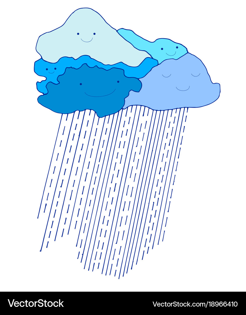 Colored cartoon funny blue sky with raindrops Vector Image