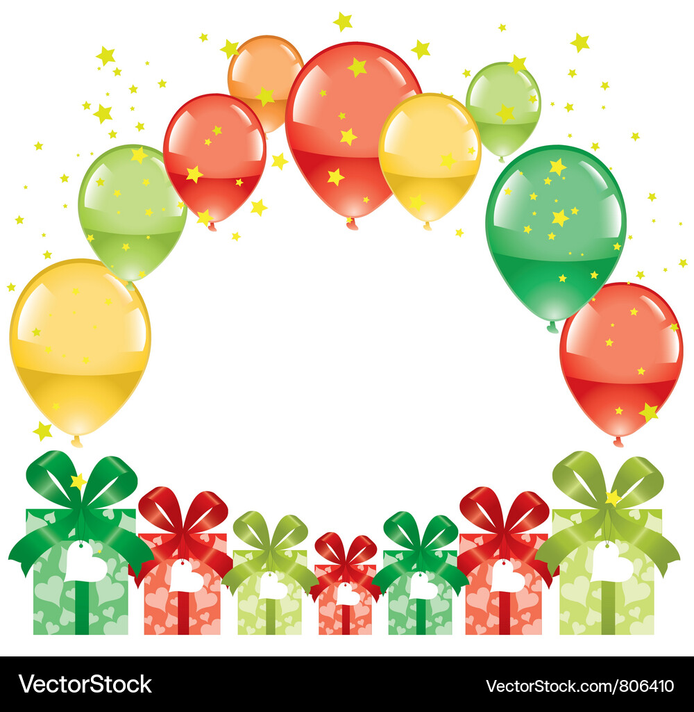 Colorful festive balloons and gift boxes Vector Image