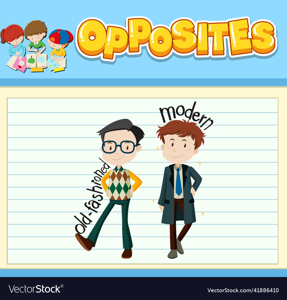 Education word card of english opposites Vector Image