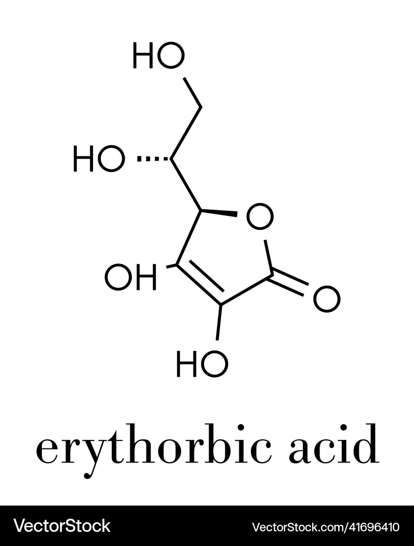 Erythorbic acid food preservative molecule Vector Image