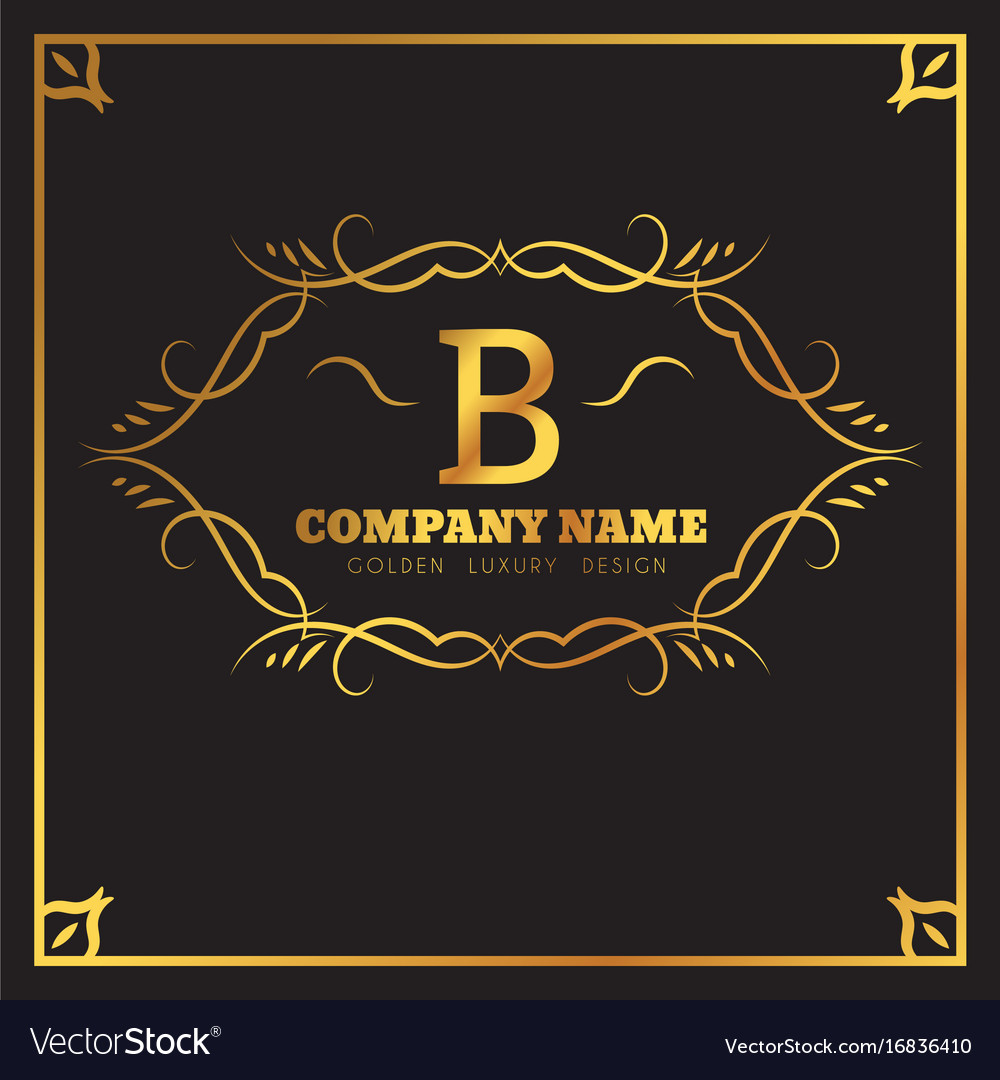 Golden logo template elegant flourishes Royalty Free Vector