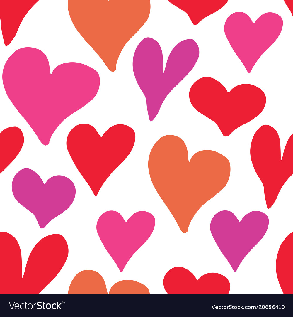 Heart symbol seamless pattern hand drawn sketch Vector Image