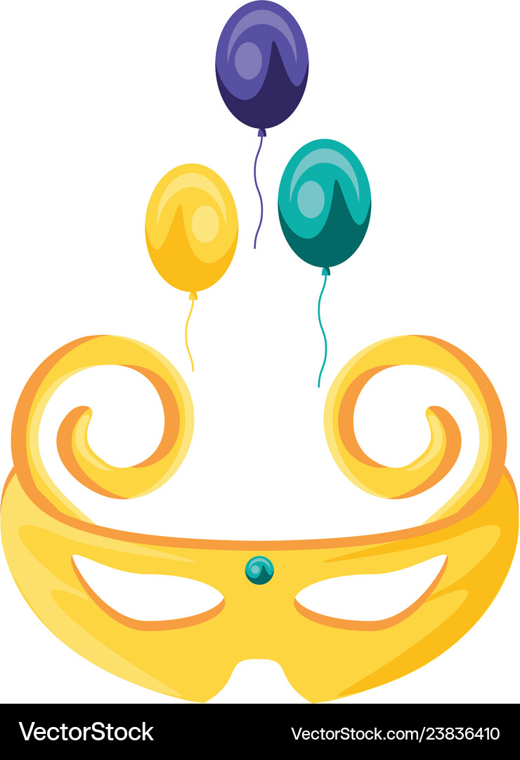 Mask carnival with balloons helium Royalty Free Vector Image