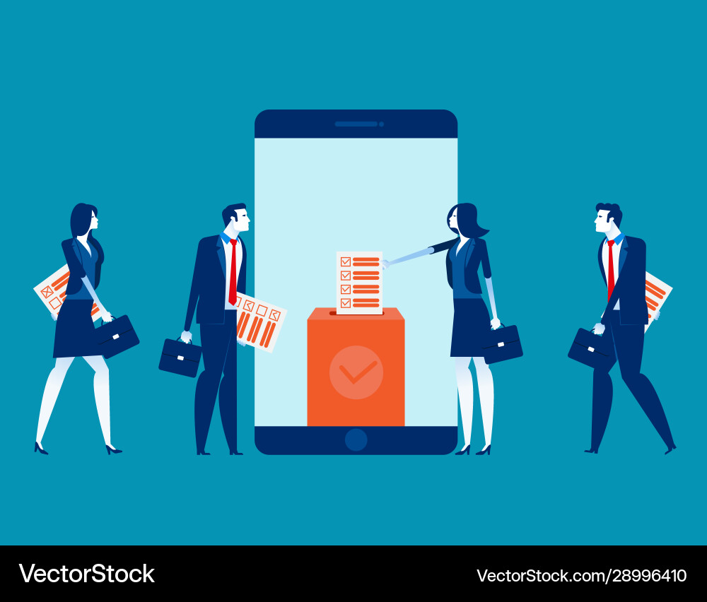 Online smartphone screen voting box and voters Vector Image