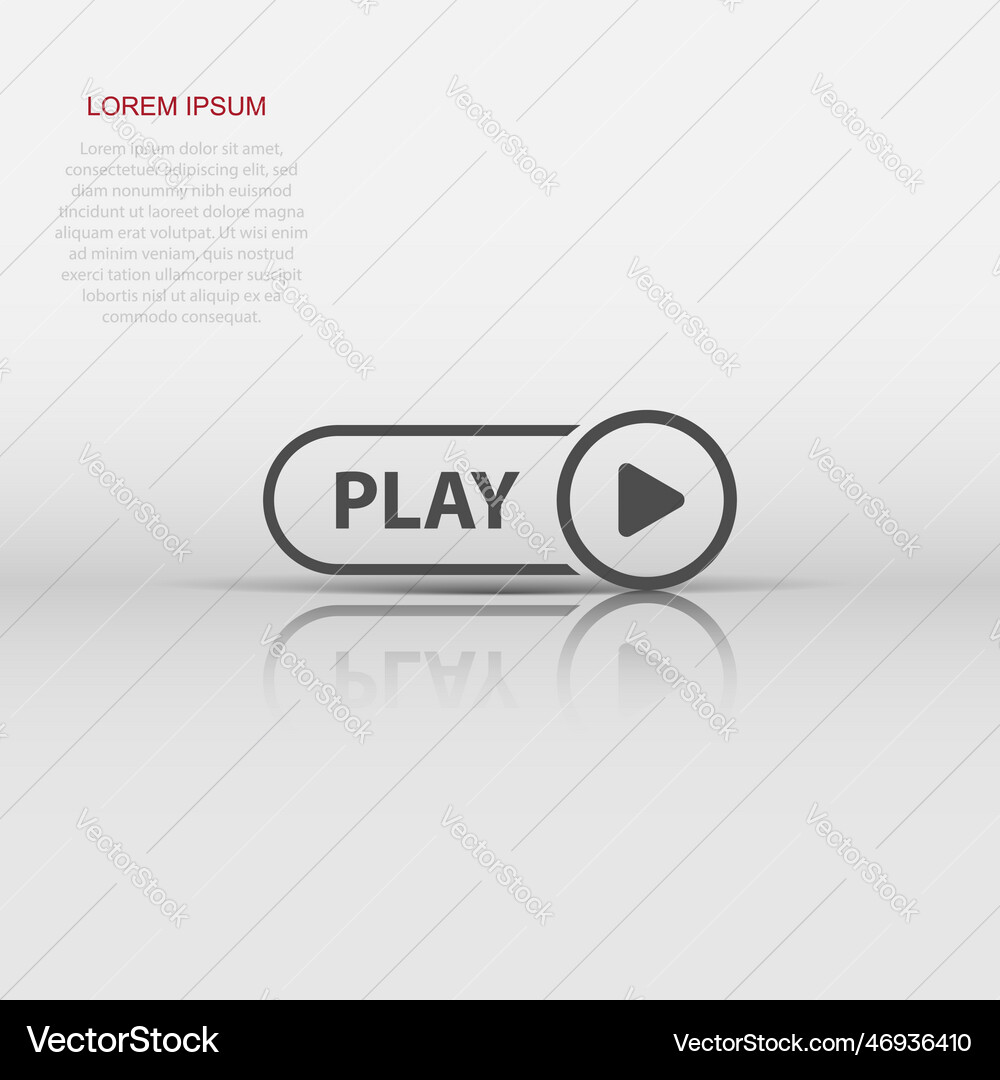 Play button icon in flat style video sign Vector Image