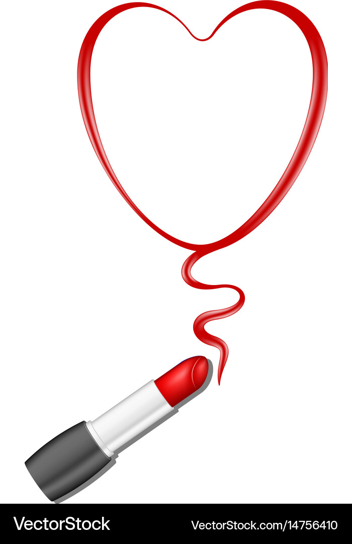 Red heart and lipstick Royalty Free Vector Image