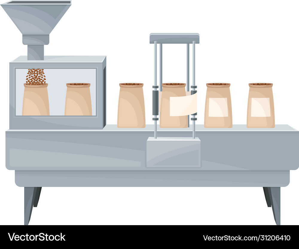 Roasted coffee beans sorting in paper bags Vector Image