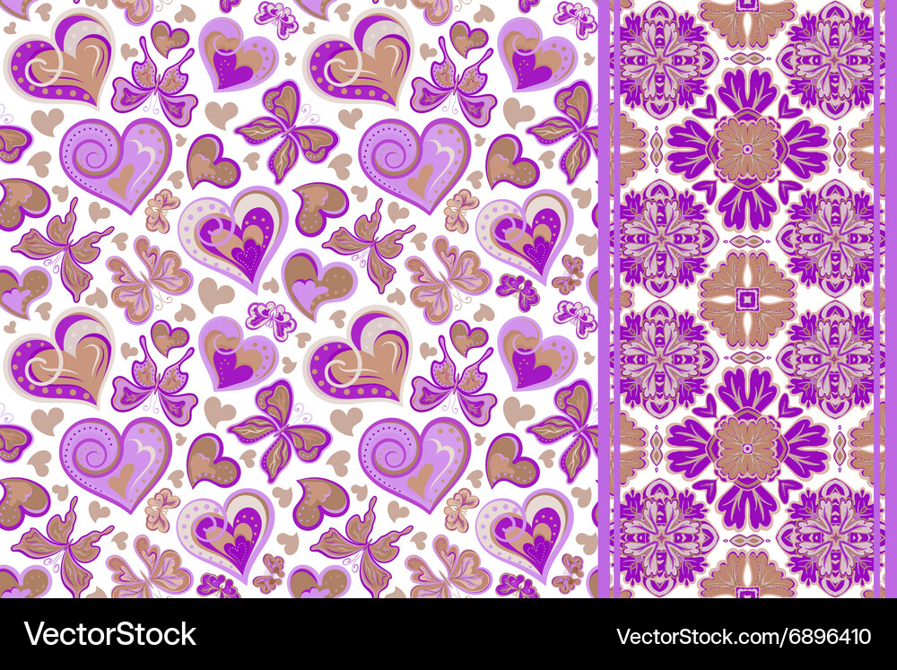 Set of cute seamless backgrounds with Royalty Free Vector