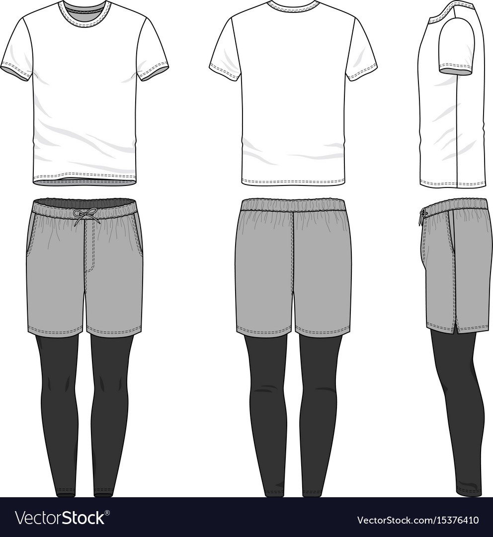 Templates Of Blank T shirt Shorts Pants Royalty Free Vector