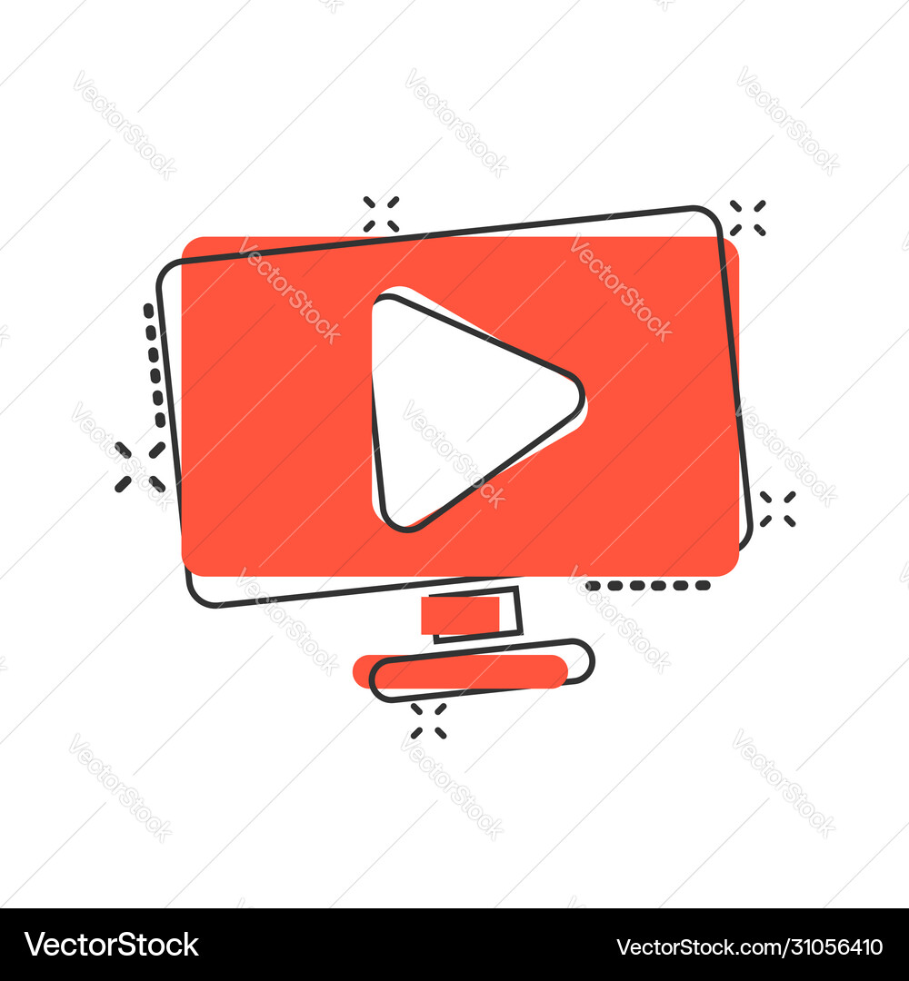 Tv screen icon in comic style video cartoon Vector Image