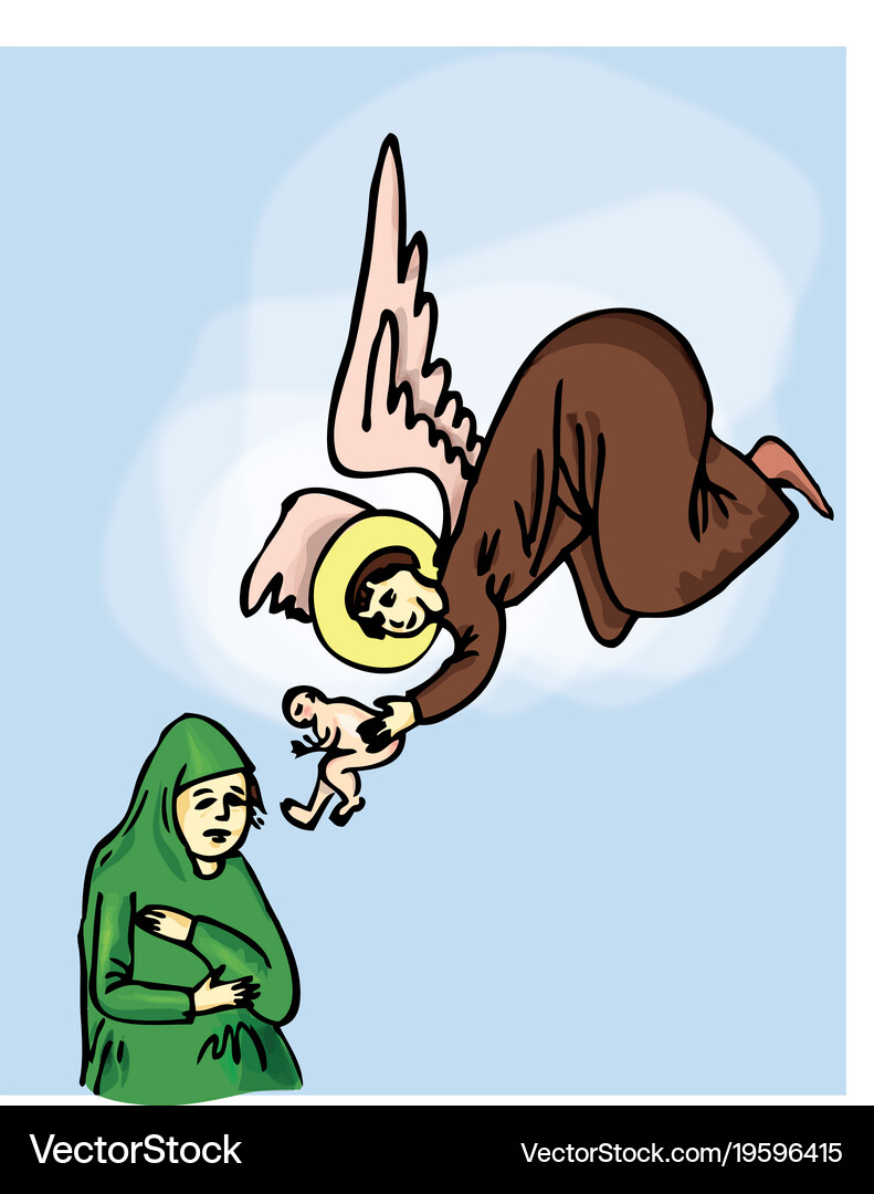 Angel and weeping mother Royalty Free Vector Image