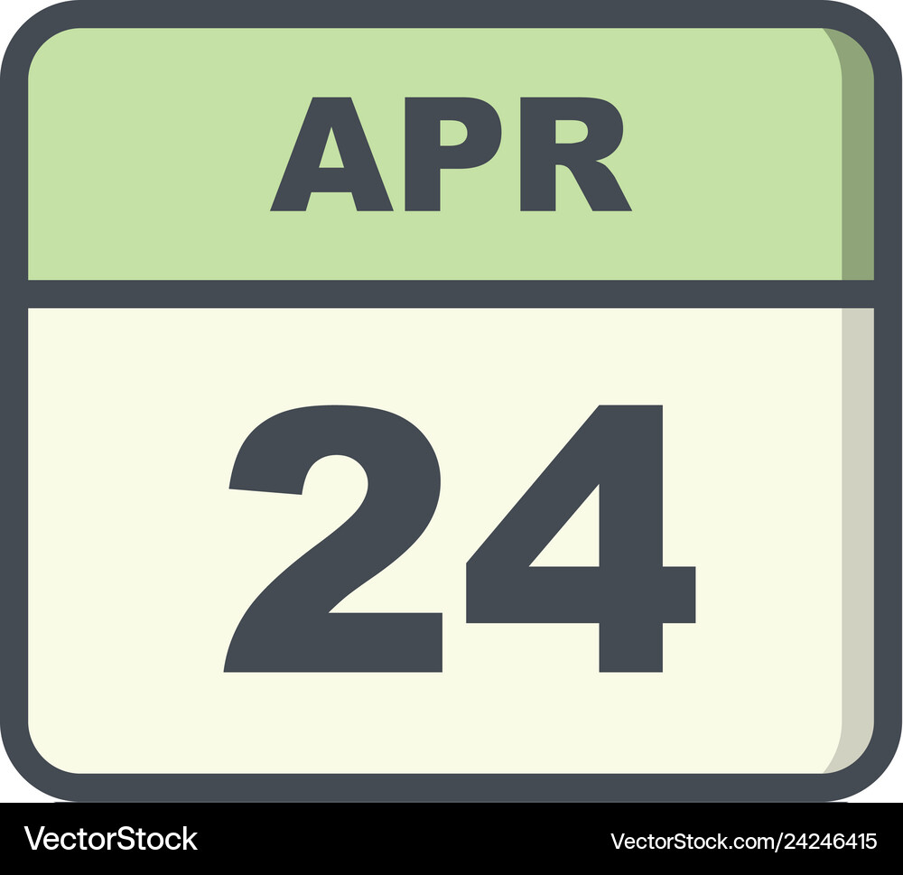 April 24th date on a single day calendar Vector Image