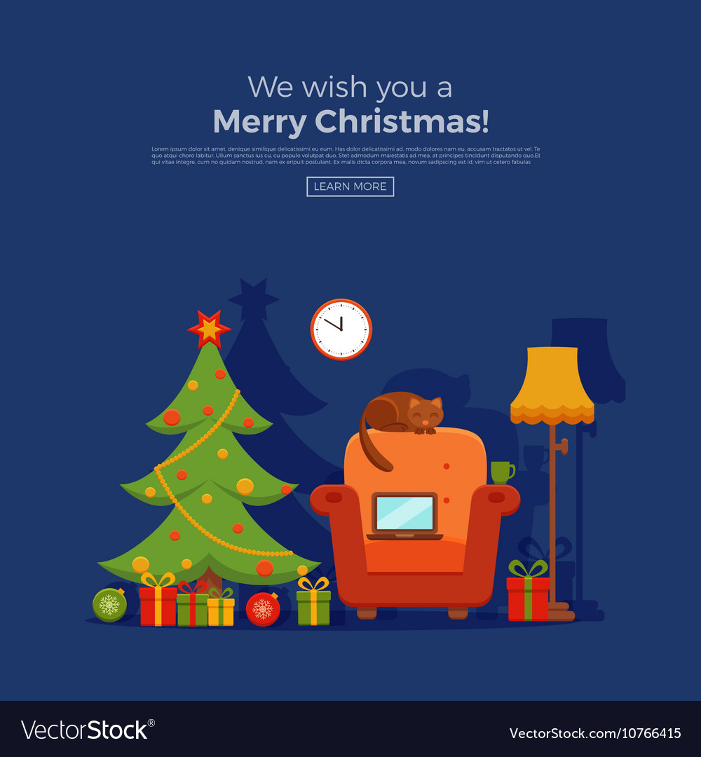 Christmas room interior Royalty Free Vector Image Christmas room interior Royalty Free Vector Image