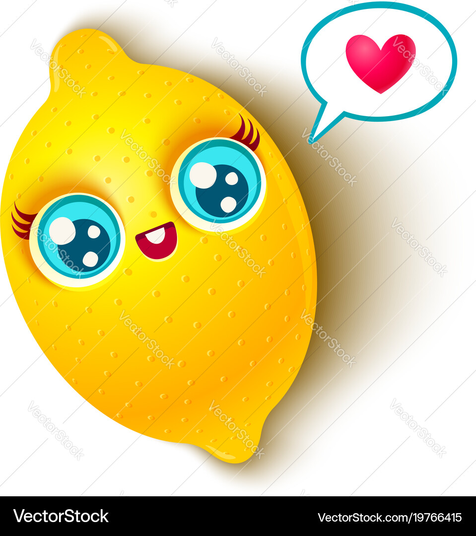 Cute lemon and heart Royalty Free Vector Image