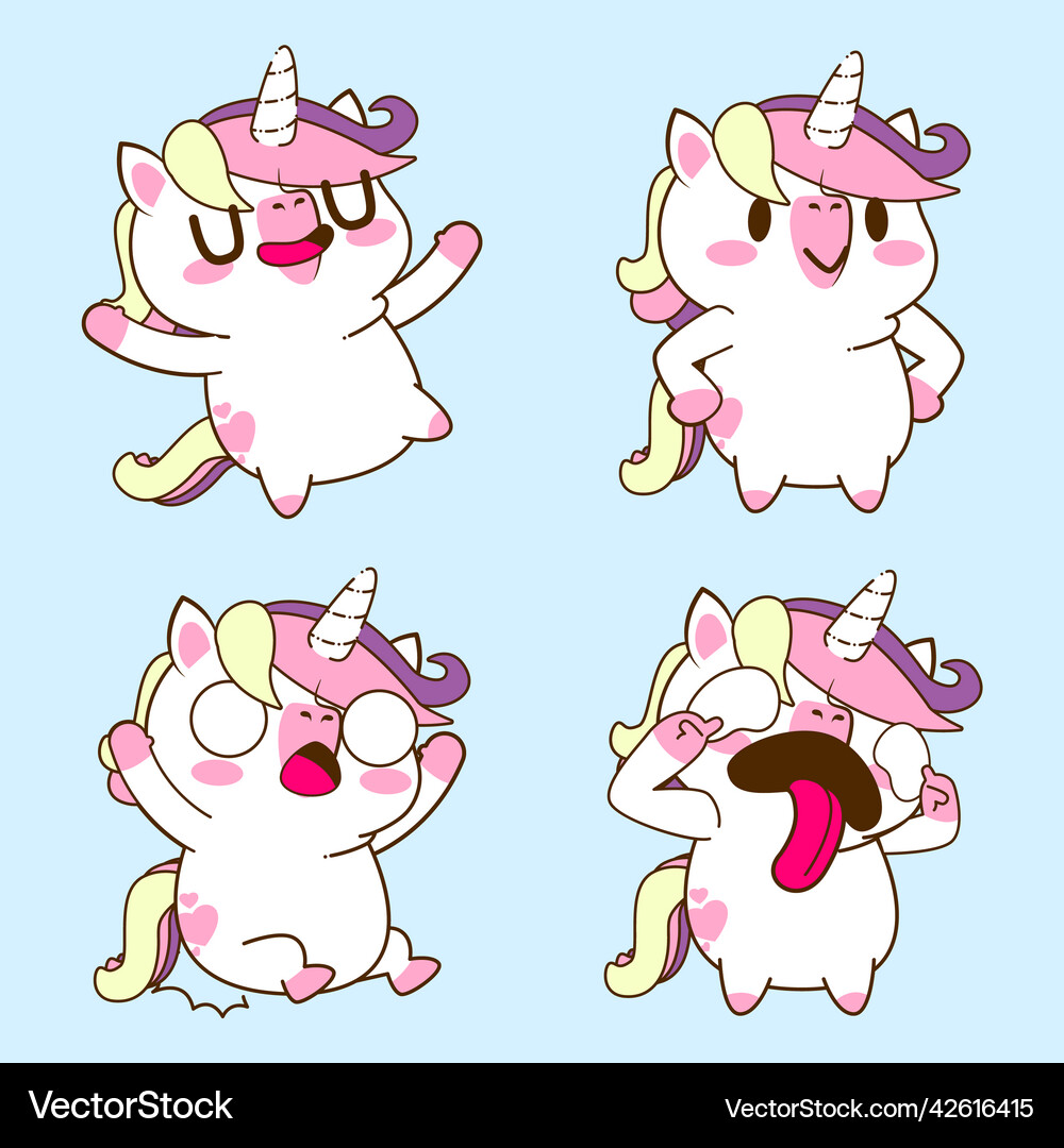 Cute unicorn doodle sticker unicorn Royalty Free Vector