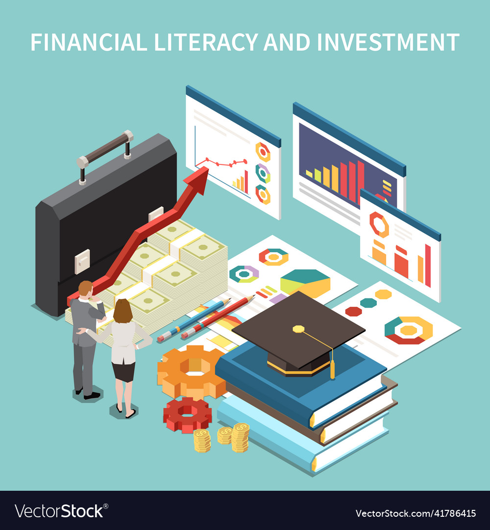 Financial literacy composition Royalty Free Vector Image