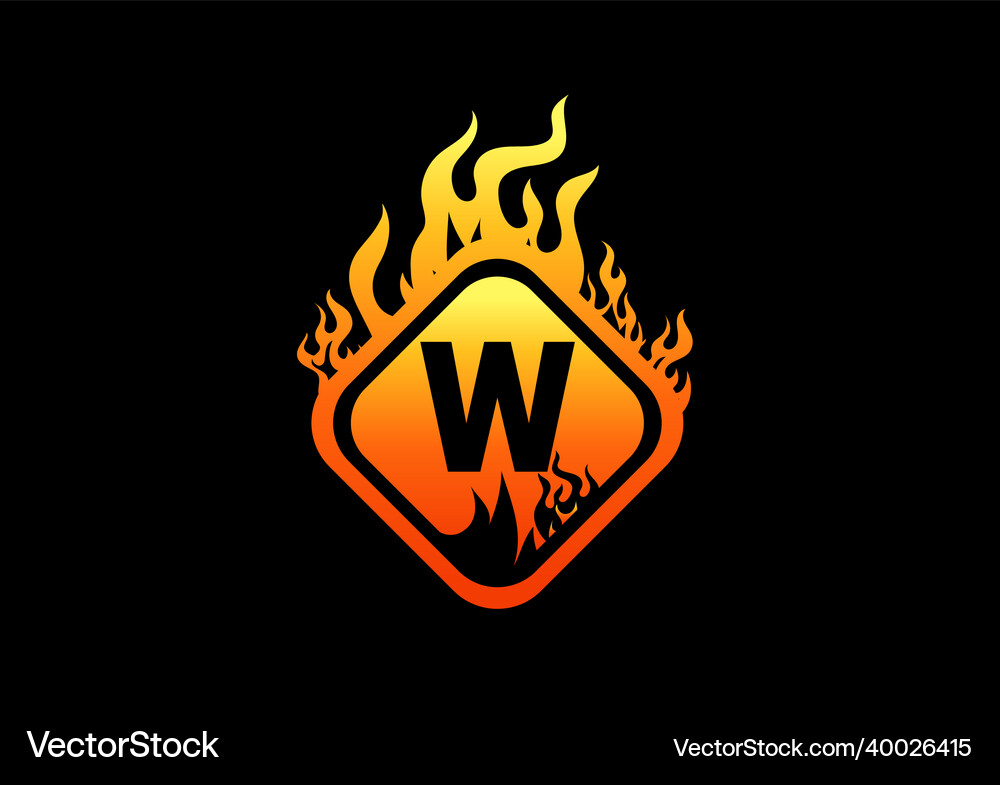 Fire w letter logo and icon design template Vector Image