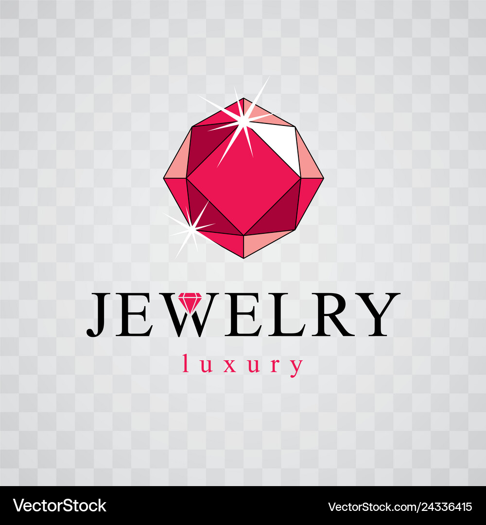 Glossy red ruby brilliant jewelry sign emblem Vector Image