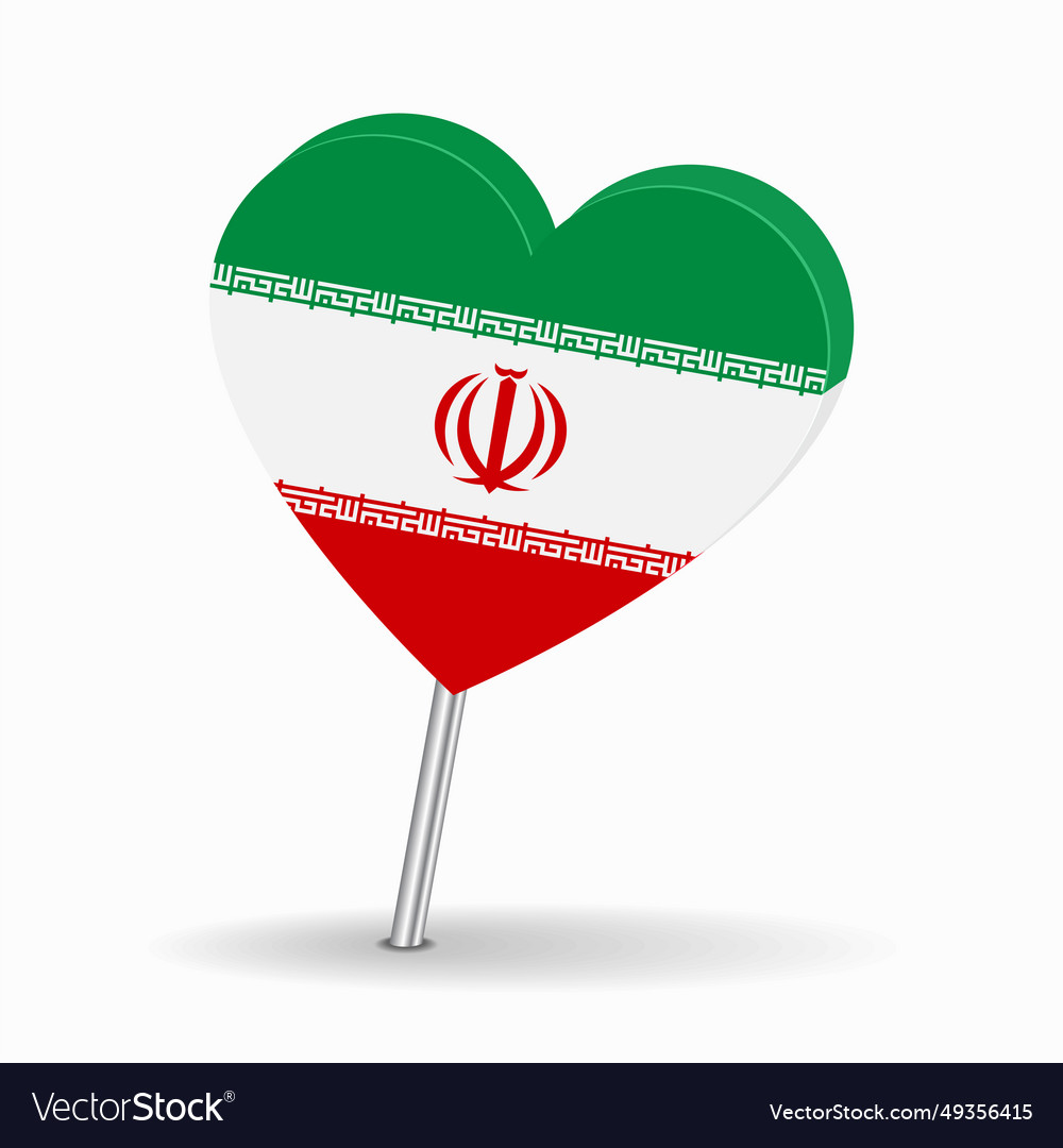 Iranian flag heart-shaped map pointer layout Vector Image