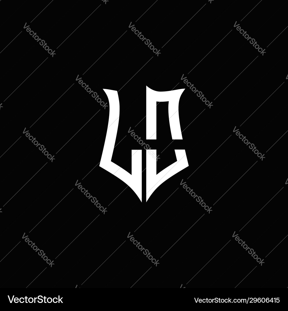 Lo monogram letter logo ribbon with shield style Vector Image